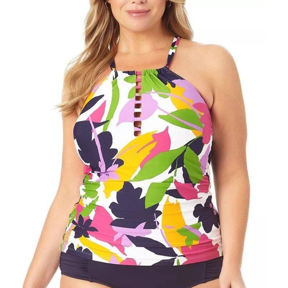 Anne Cole | Swim | Anne Cole Lush Garden Multi Plus Size Highneck ...